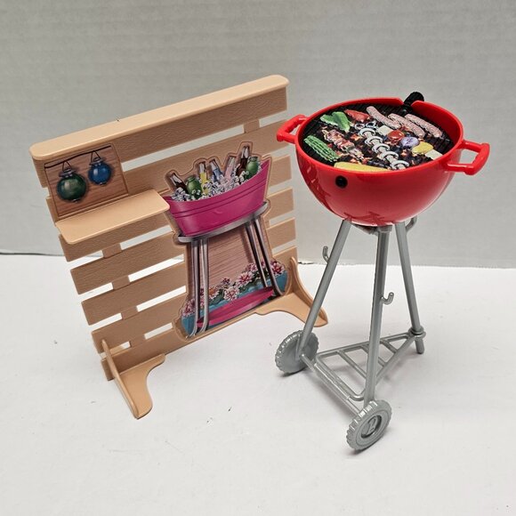 Mattel | Toys | Barbie Outdoor Cooler Wooden Stand Fence Beach Pool ...